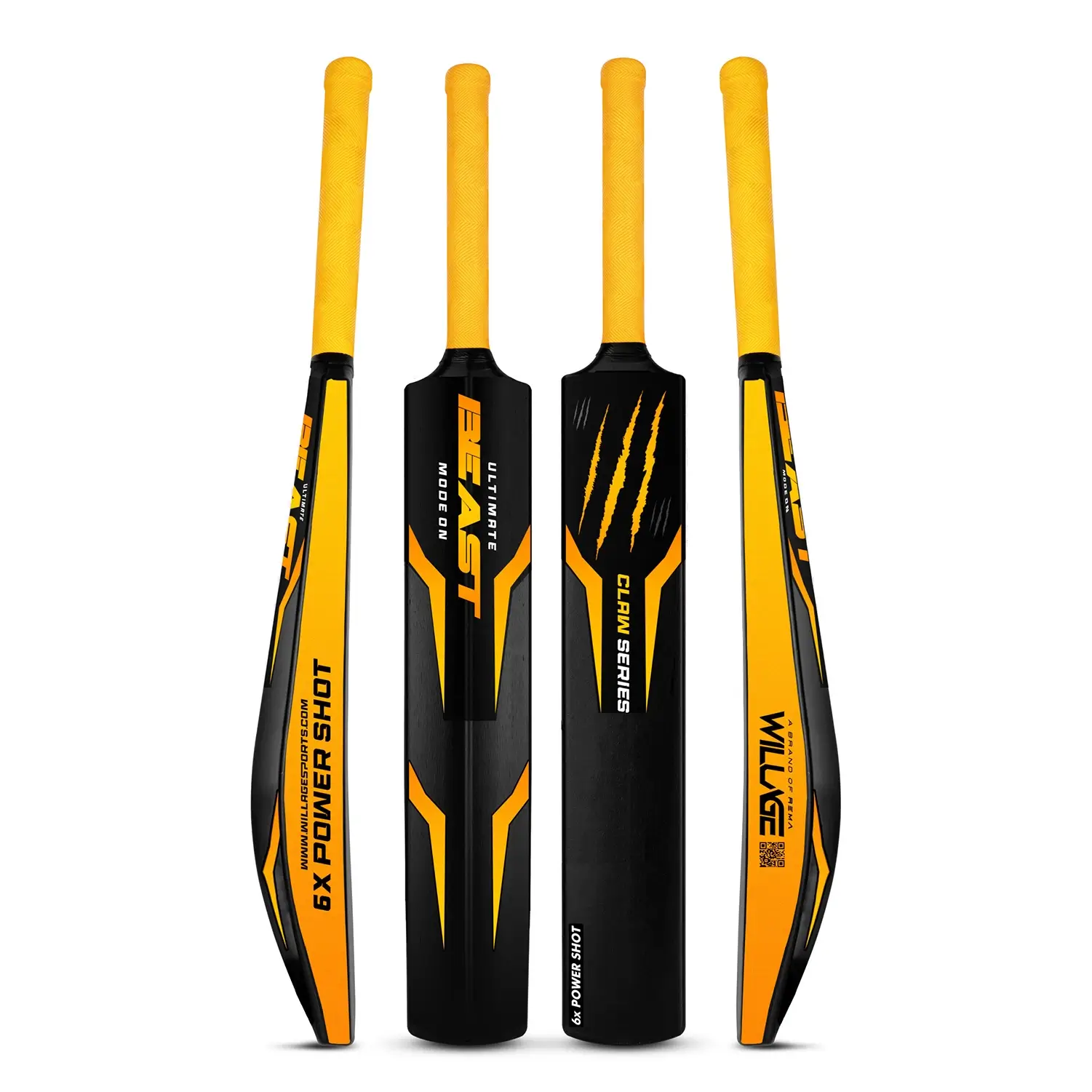 Willage Plastic Cricket bat | Standard full size | Beast Claw Yellow ...